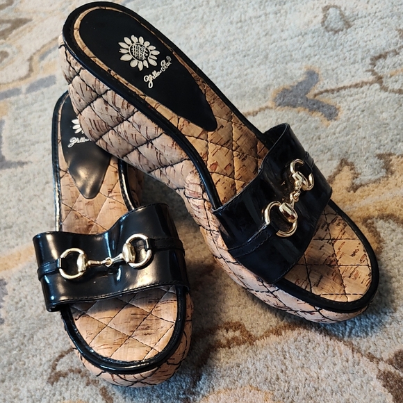 Yellow Box | Shoes | Yellow Box Black And Tan Mules With Horsebit ...